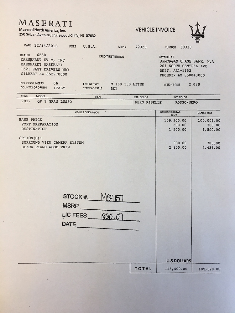Anyone want to see a Maserati Invoice? - Ask the Hackrs - FORUM ...