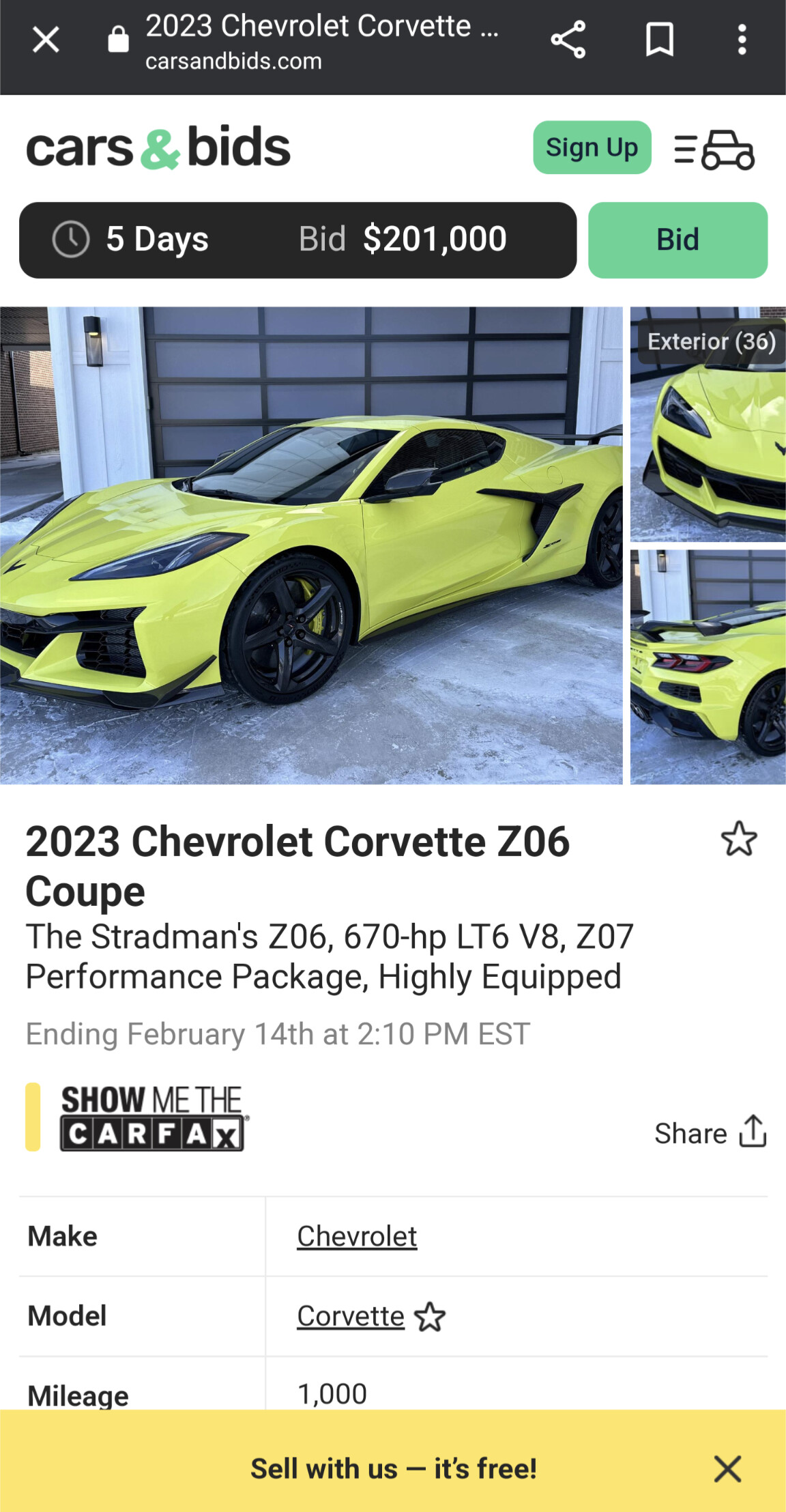 The Stradman is selling his 2023 Corvette Z06 due to financial issues ...